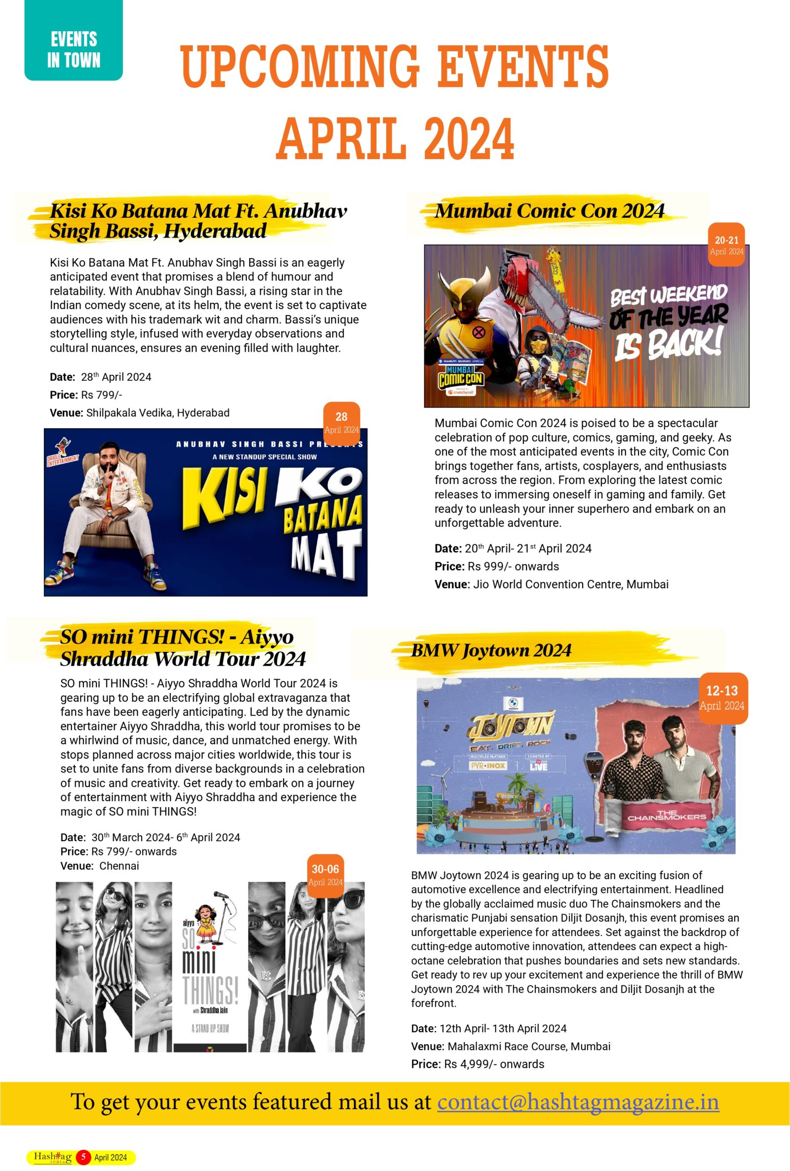 Upcoming Events in April 2024 - Hashtag Magazine